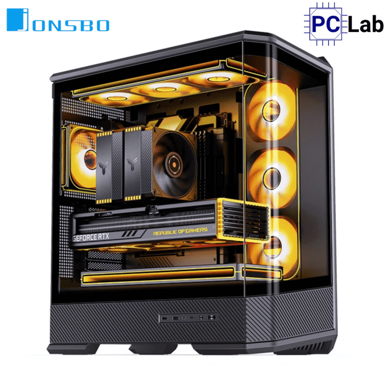 Vỏ case PC máy tính Jonsbo D400 Black (ATX, Mid Tower, Đen)